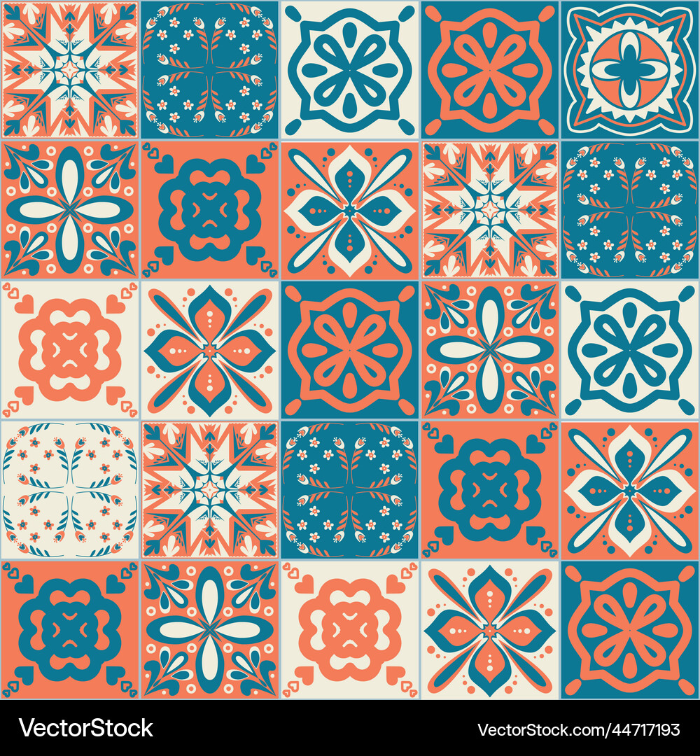 Ceramic tile design in spanish azulejo talavera Vector Image