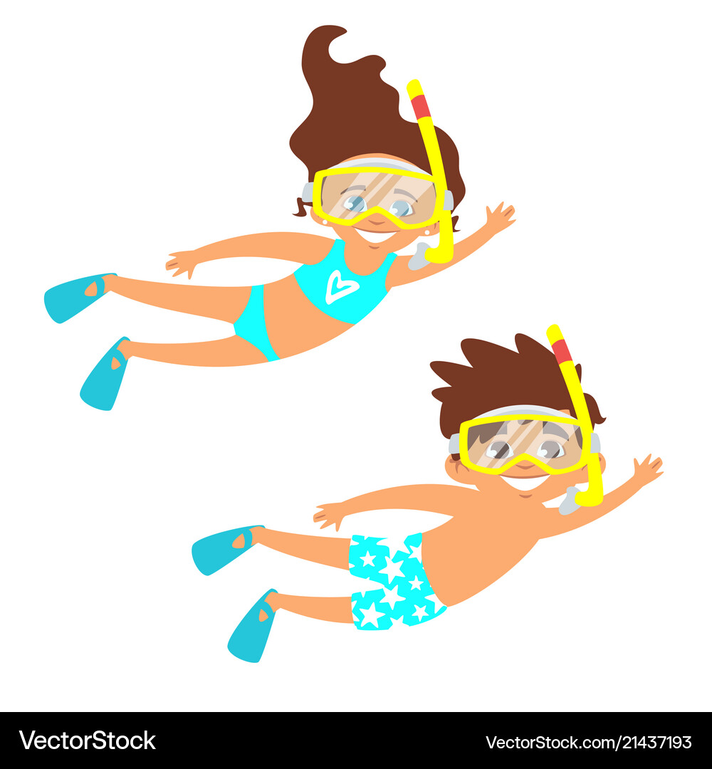 Children in swim suits Royalty Free Vector Image