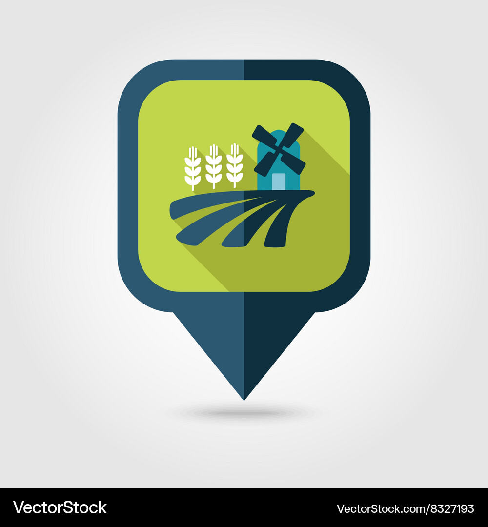 Field mill wheat flat pin map icon pointer Vector Image