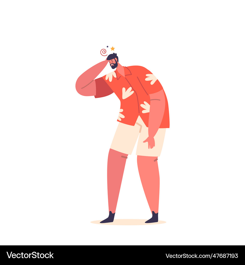 Male character experiencing dizziness man feels Vector Image