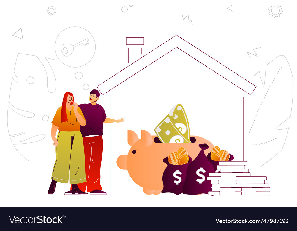Mortgage web concept couple buying new house Vector Image