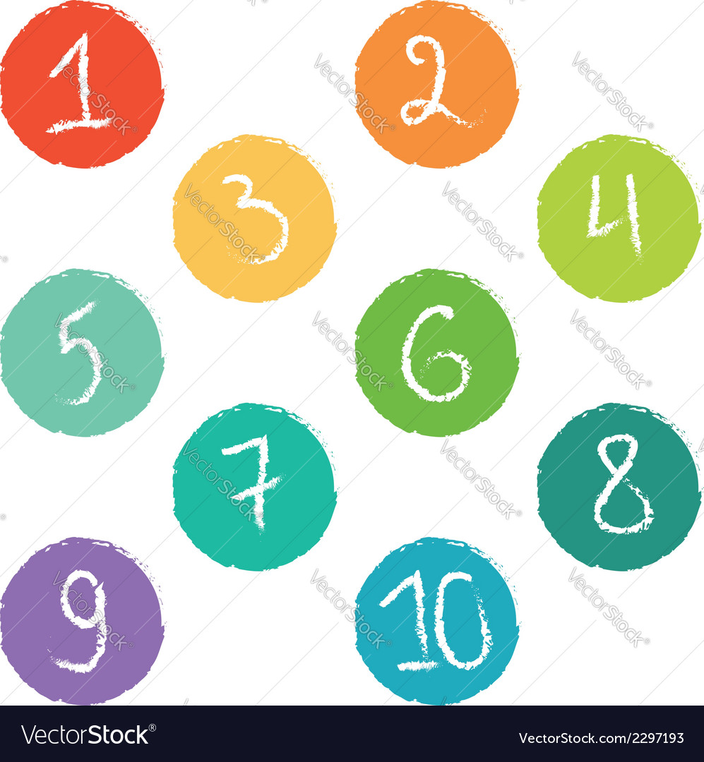 Set of ten colorful numerical circles Royalty Free Vector