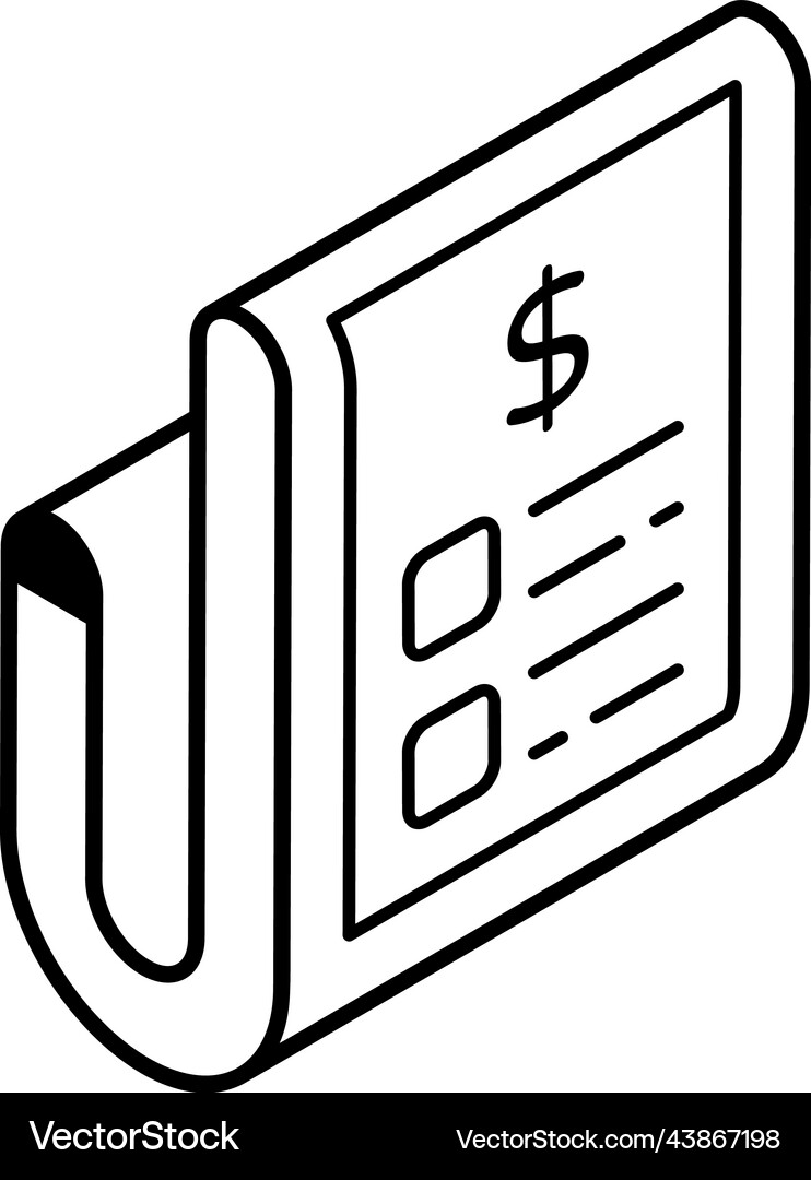 An isometric line of a bill Royalty Free Vector Image