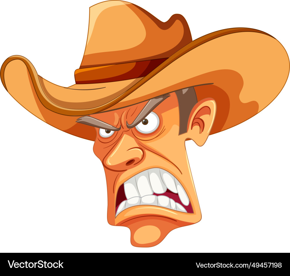 Angry cowboy with hat cartoon Royalty Free Vector Image