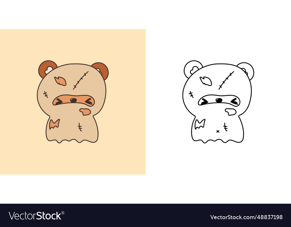 Cute halloween bear and for coloring Royalty Free Vector