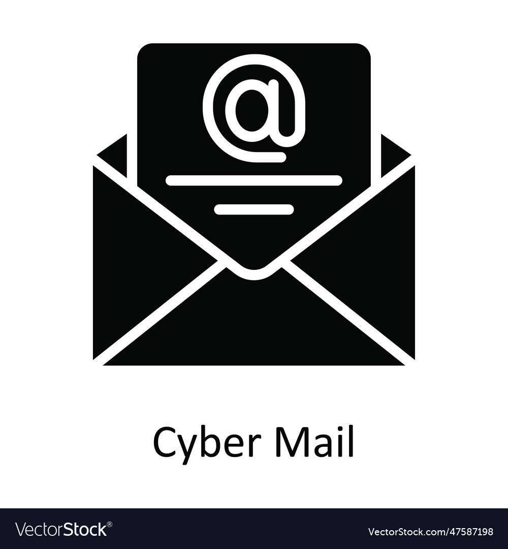 Cyber mail solid icon design Royalty Free Vector Image