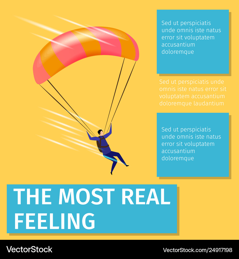 Most real feeling banner with skydiver flying Vector Image