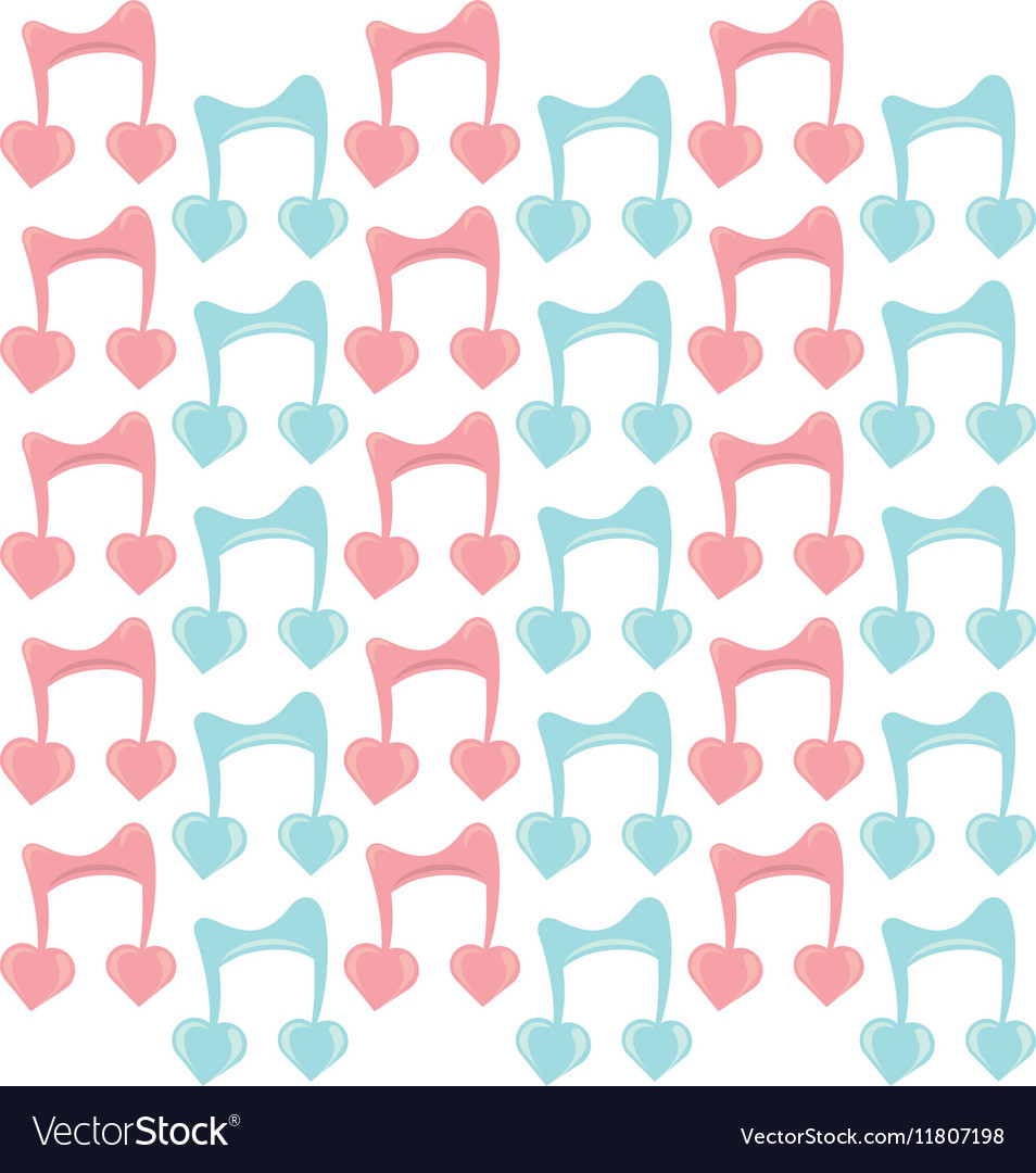 Musical note with hearts seamless pattern Vector Image