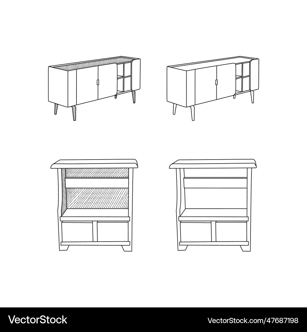 Set collection of cupboard design template icon Vector Image