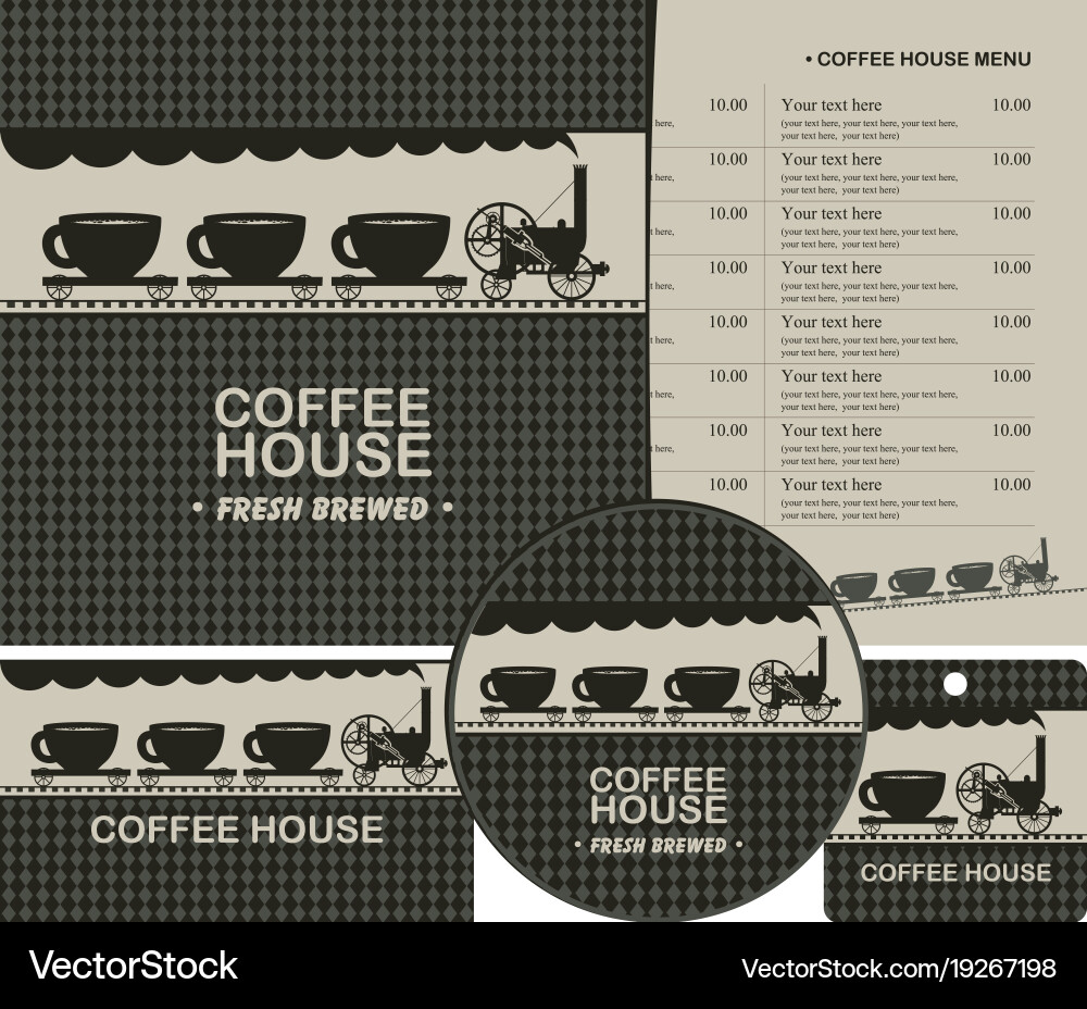 Set of design elements for coffee house with menu Vector Image