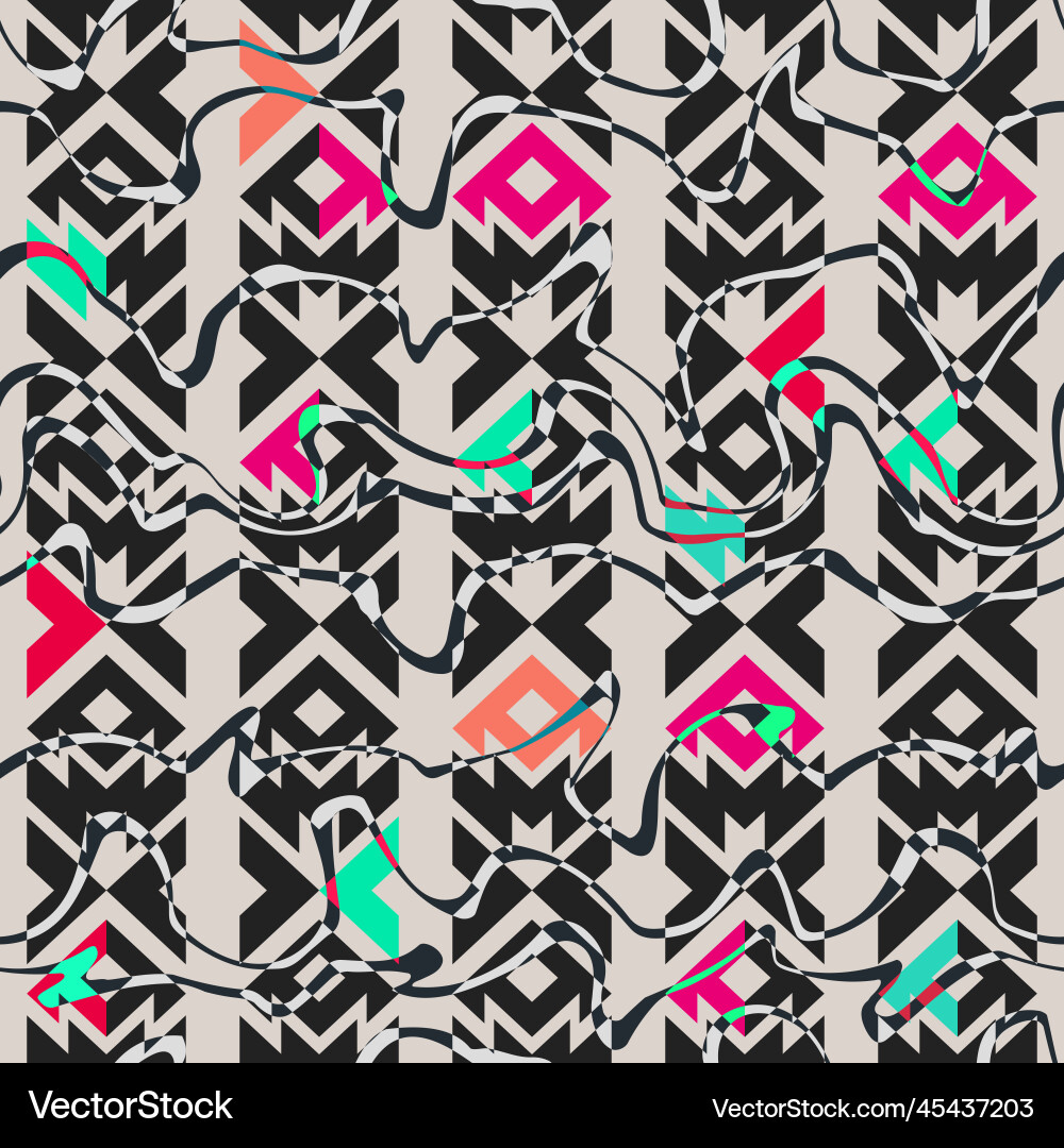 Abstract urban geometric with waves seamless Vector Image