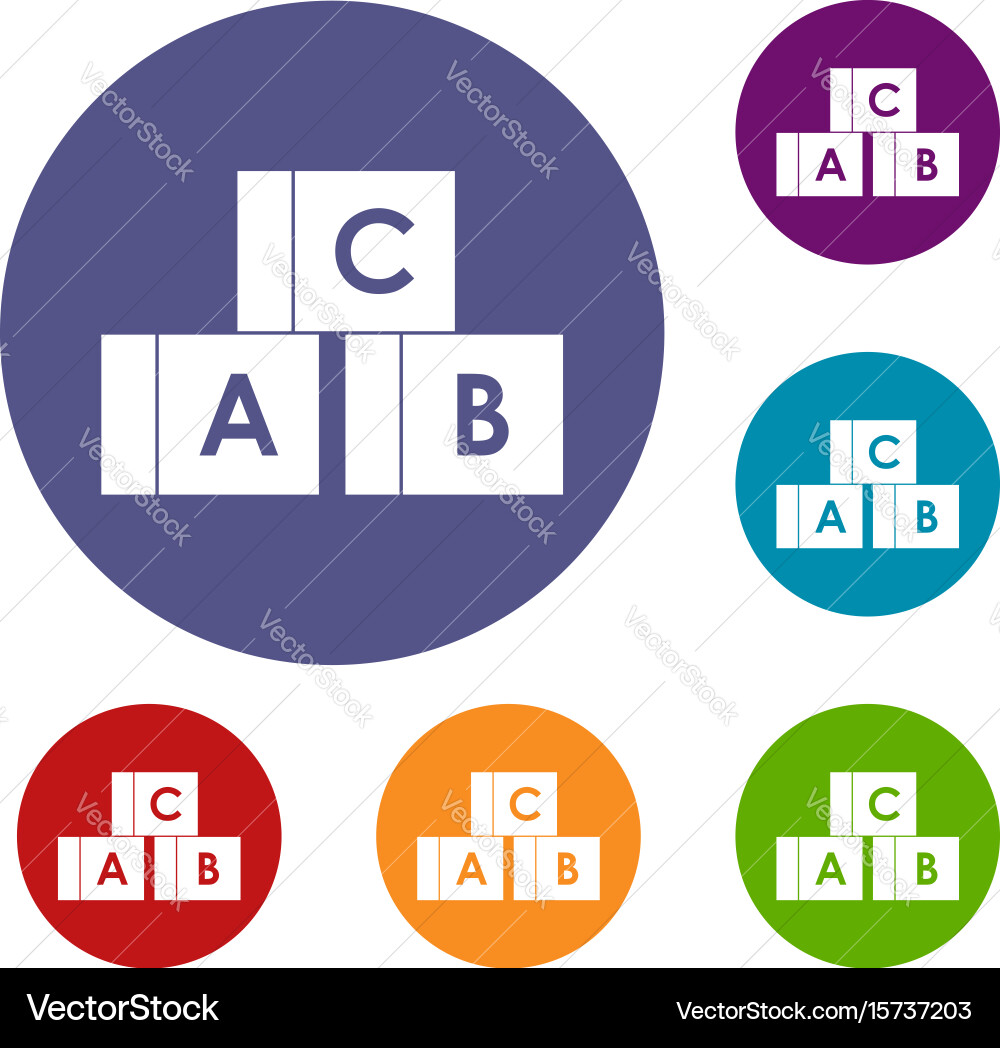 Alphabet cubes with letters abc icons set Vector Image