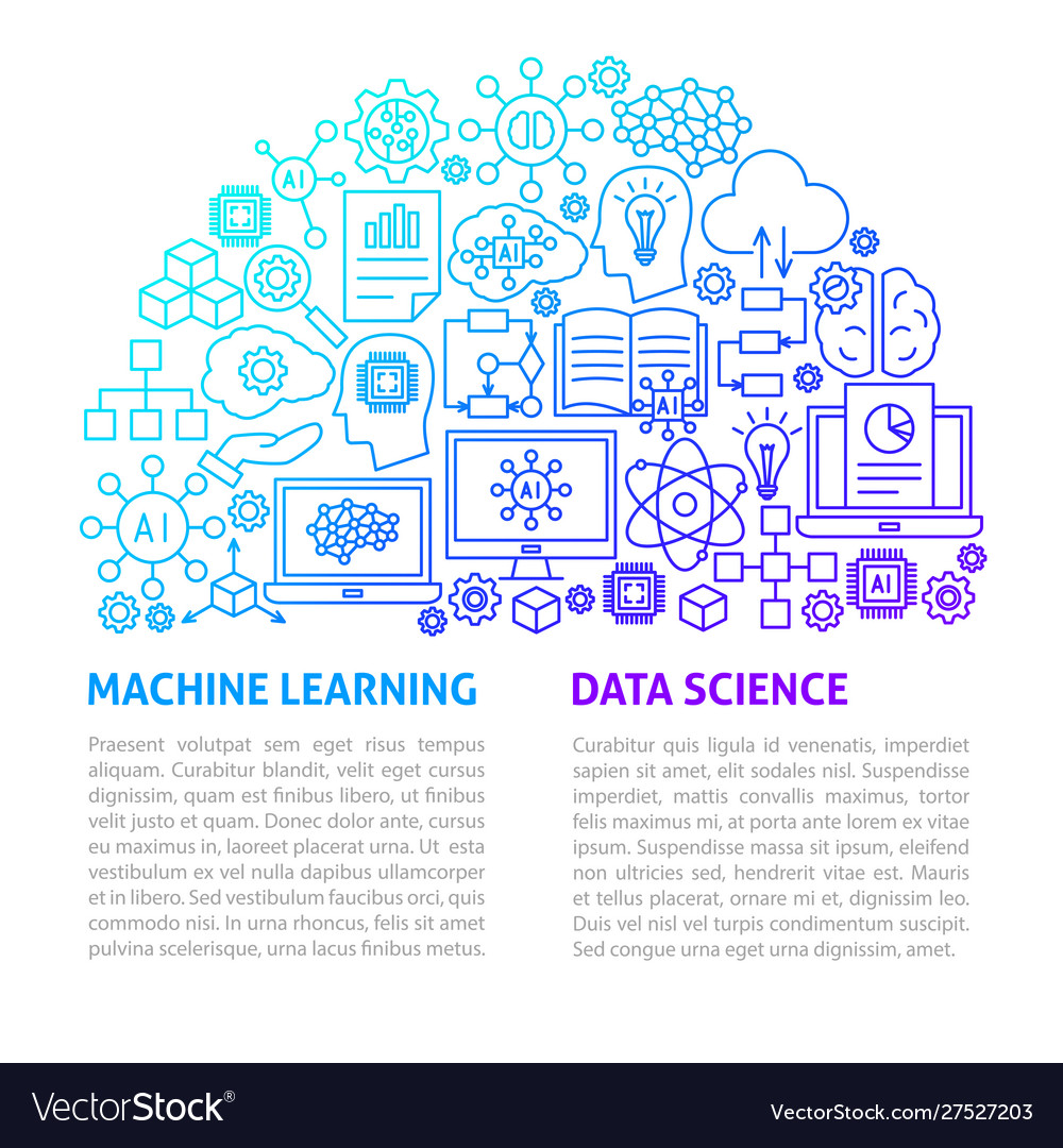 Artificial intelligence line template Royalty Free Vector