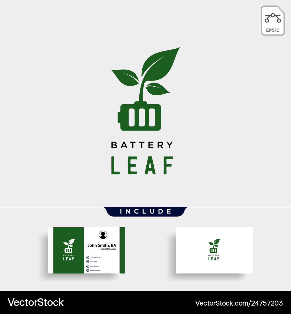 Battery leaf eco nature energy renewable simple Vector Image