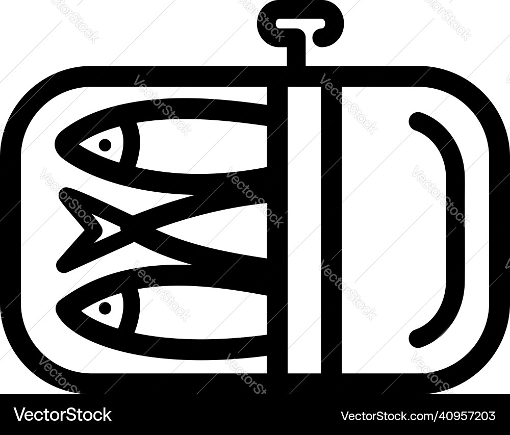 Canned sardines fish outline icon Royalty Free Vector Image