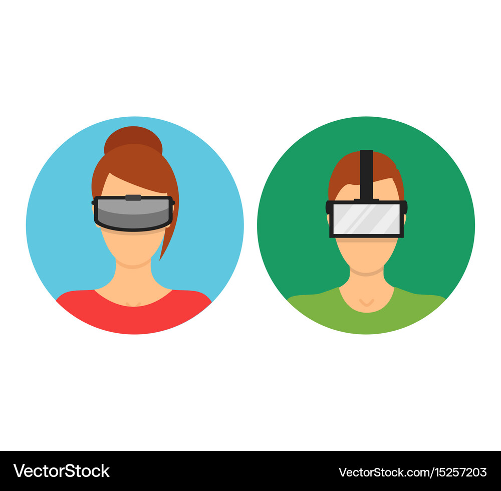 Cartoon virtual reality glasses avatars set Vector Image