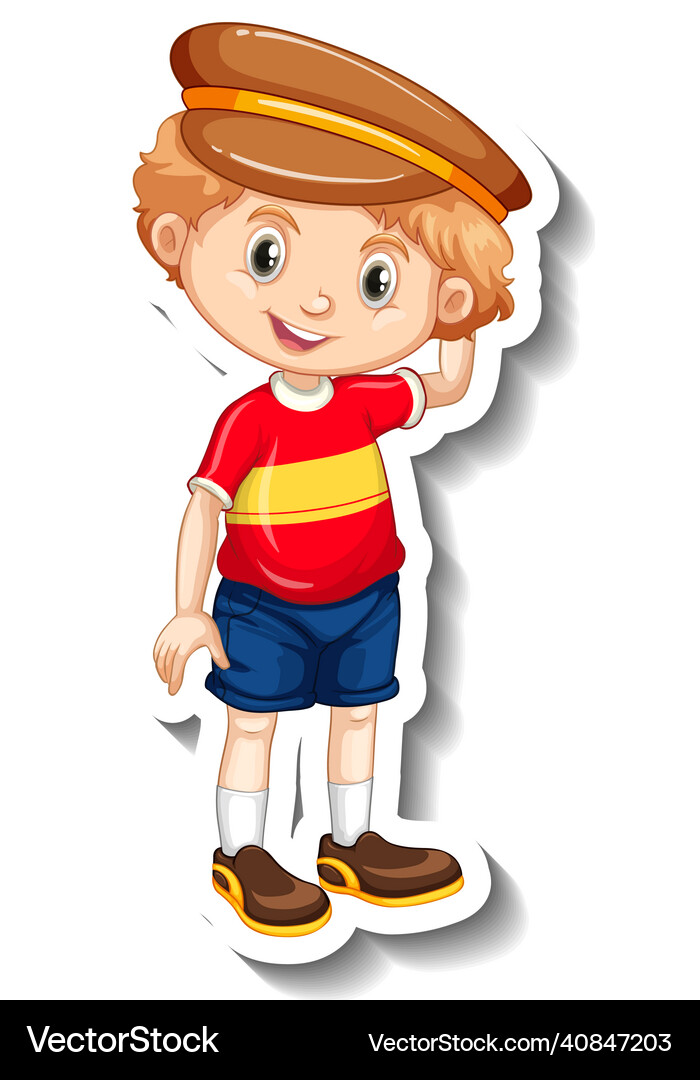 Cute boy wears cap cartoon character Royalty Free Vector