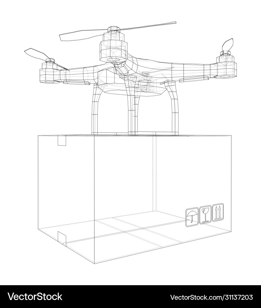 Delivery drone concept outline Royalty Free Vector Image