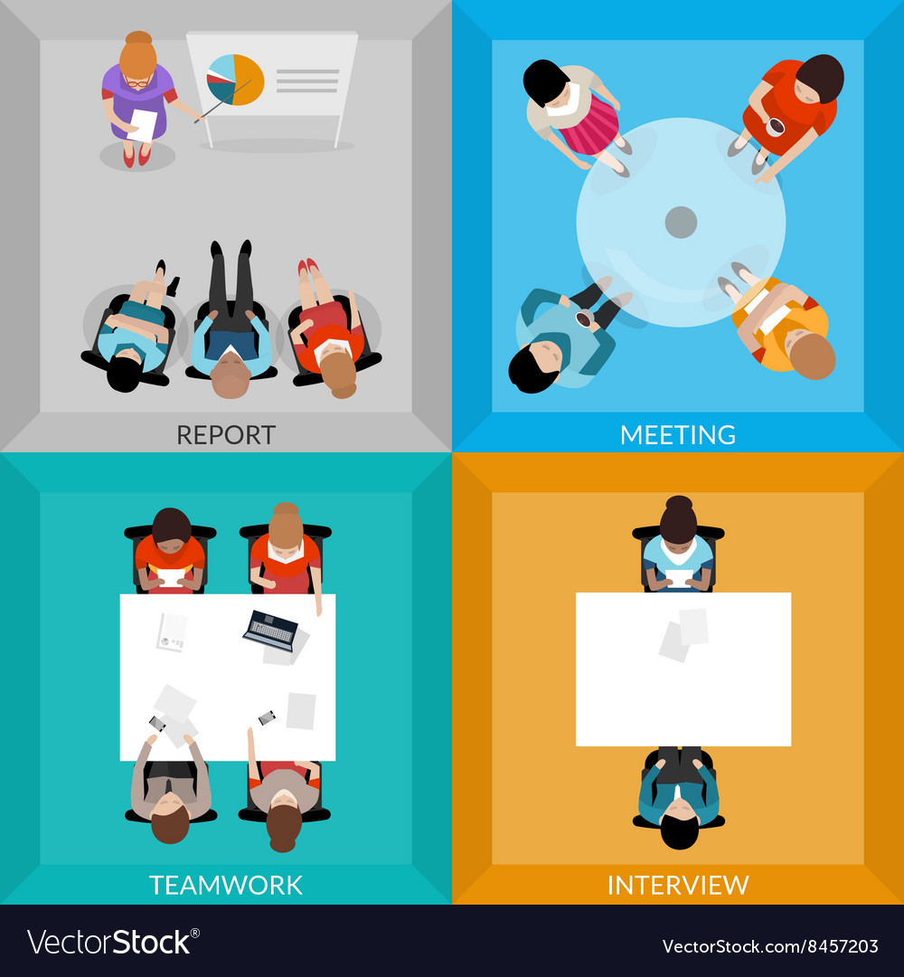 Meetings of business people top view set Vector Image Meetings of business people top view set Vector Image