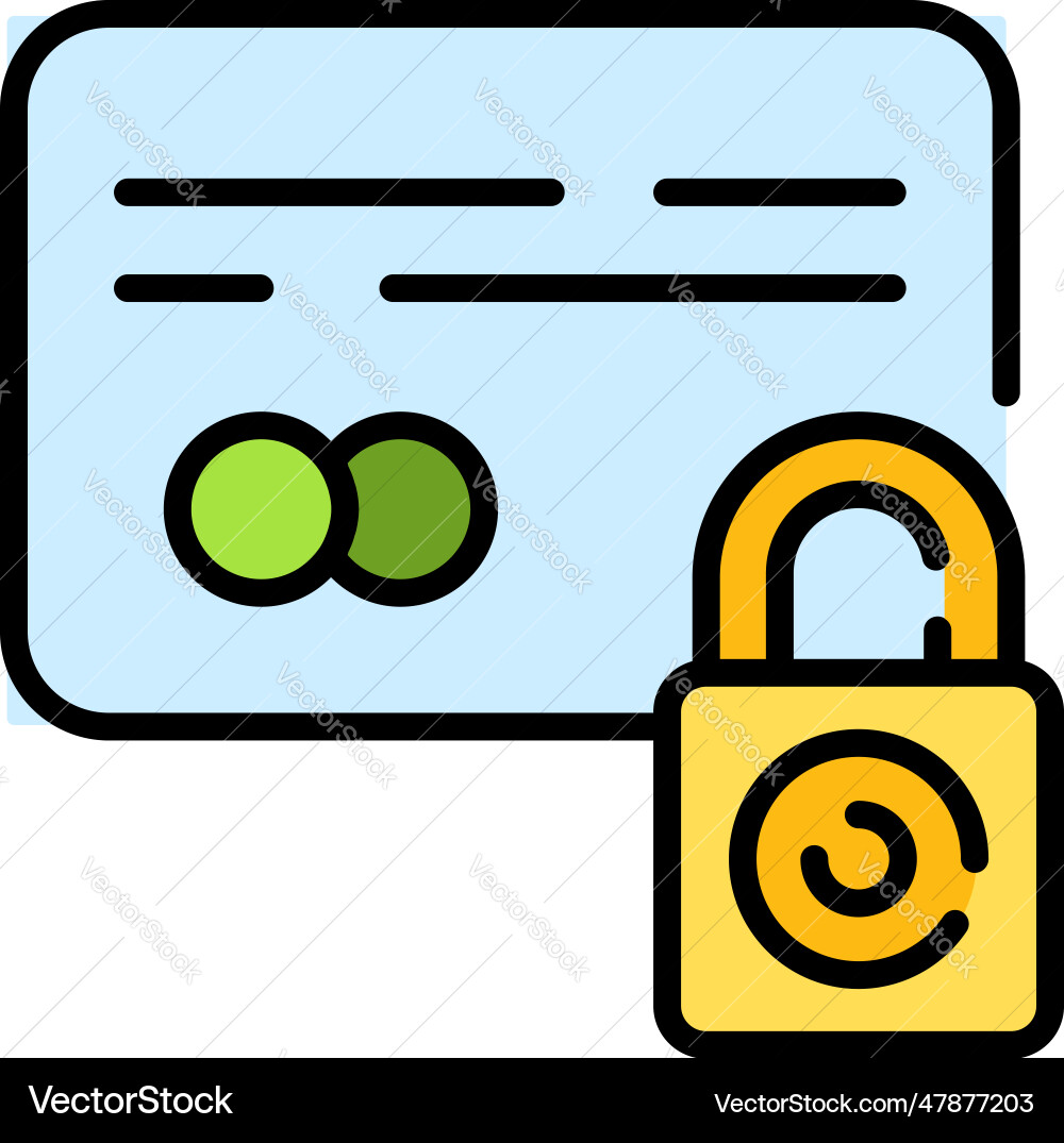 Privacy credit card icon flat Royalty Free Vector Image