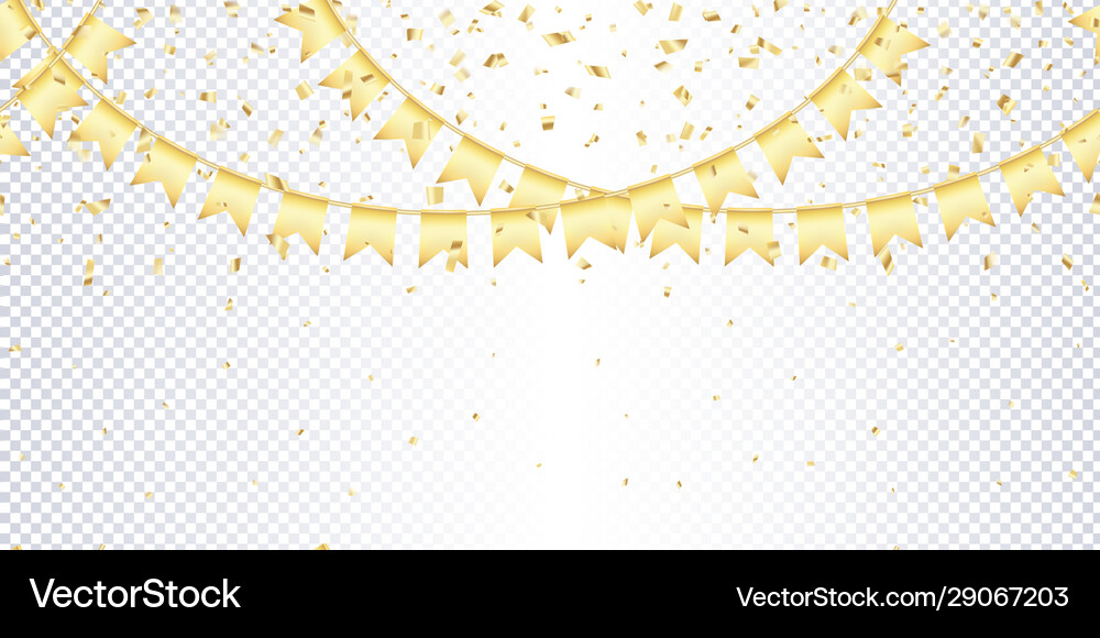 Seamless horizontal festive golden flags confetti Vector Image