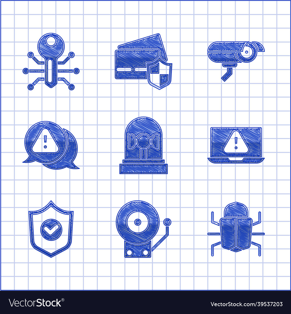 Set flasher siren ringing alarm bell system bug Vector Image Set flasher siren ringing alarm bell system bug Vector Image