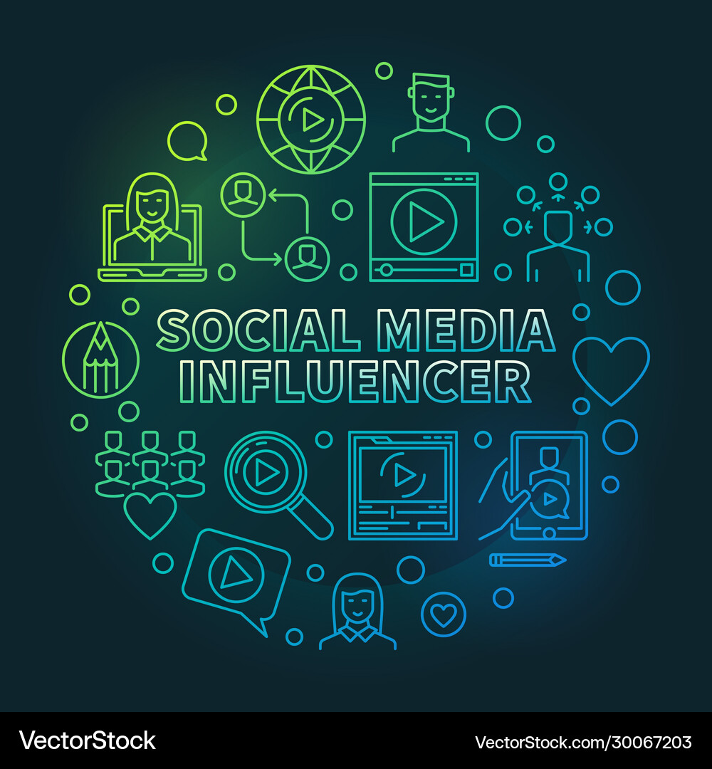 Social media influencer round colored Royalty Free Vector