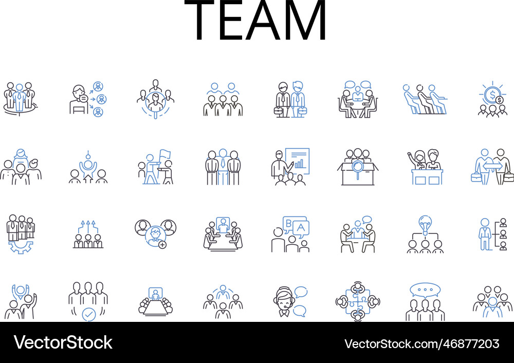 Team line icons collection squad group gang Vector Image