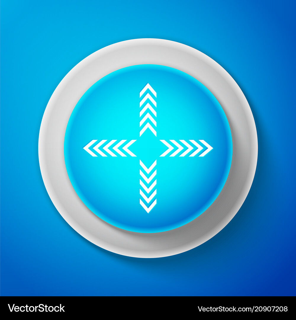 Arrows in four directions icon on blue background Vector Image