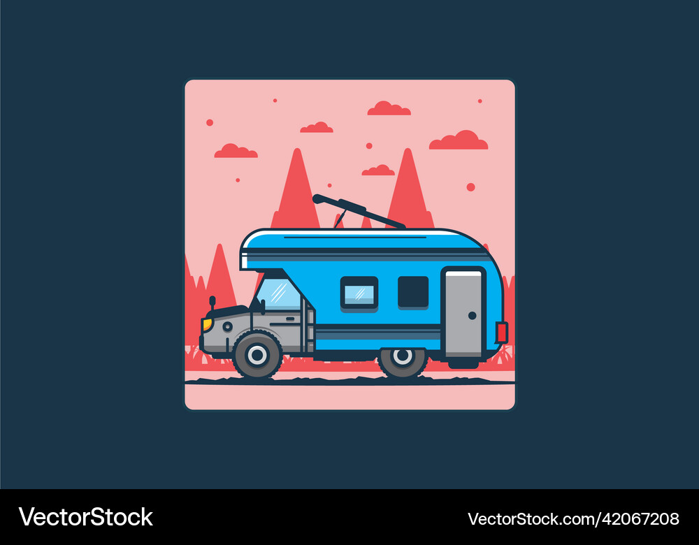 Colorful rv truck flat Royalty Free Vector Image