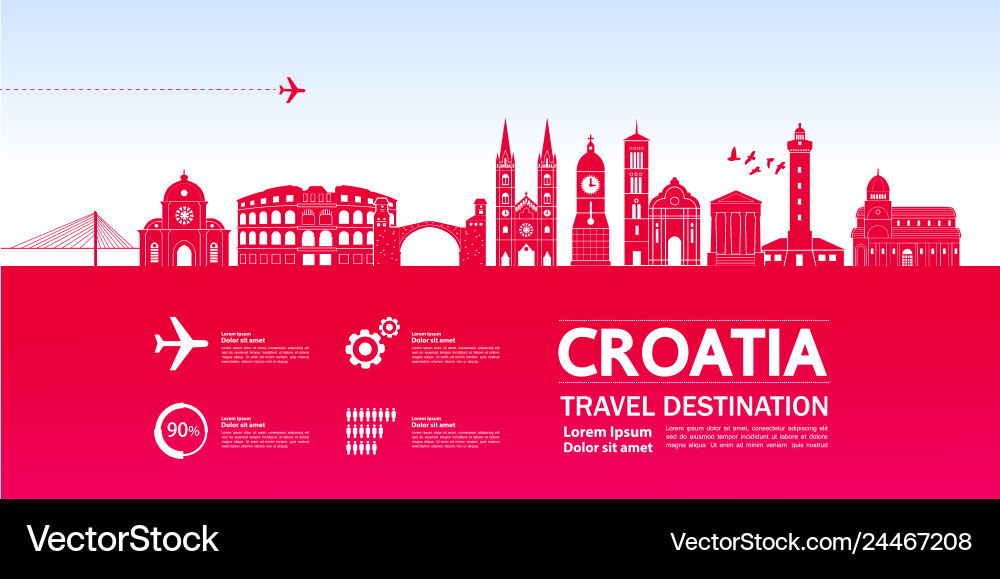 Croatia travel destination Royalty Free Vector Image