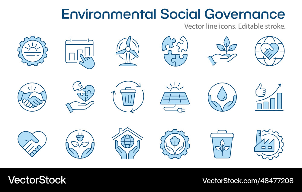 Esg flat icons such as ecology environment Vector Image