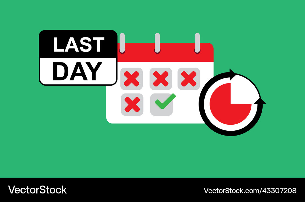 Last day calendar and stopwatch flat icon Vector Image