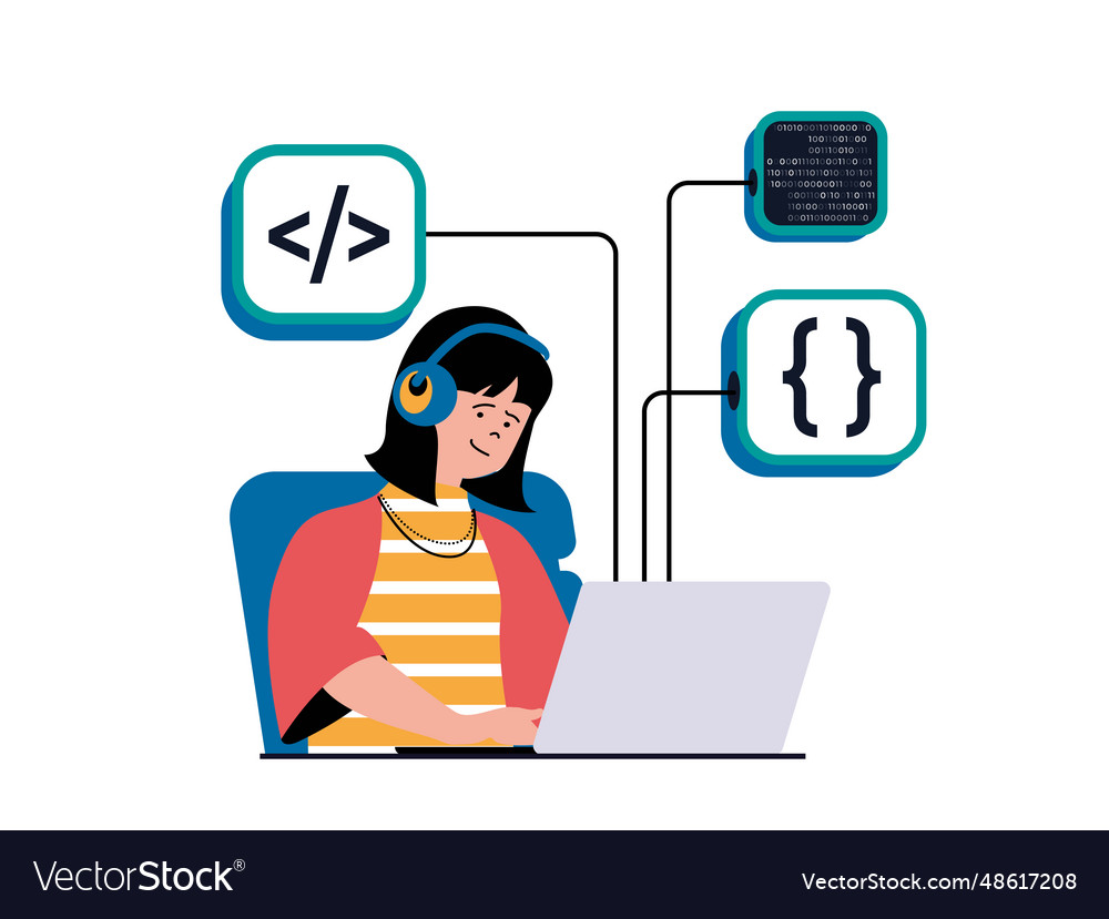Programming software concept with character Vector Image Programming software concept with character Vector Image
