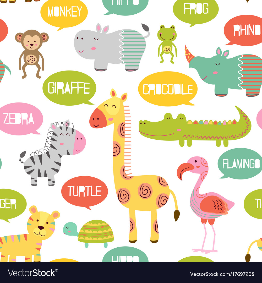 Seamless pattern with jungle animals Royalty Free Vector