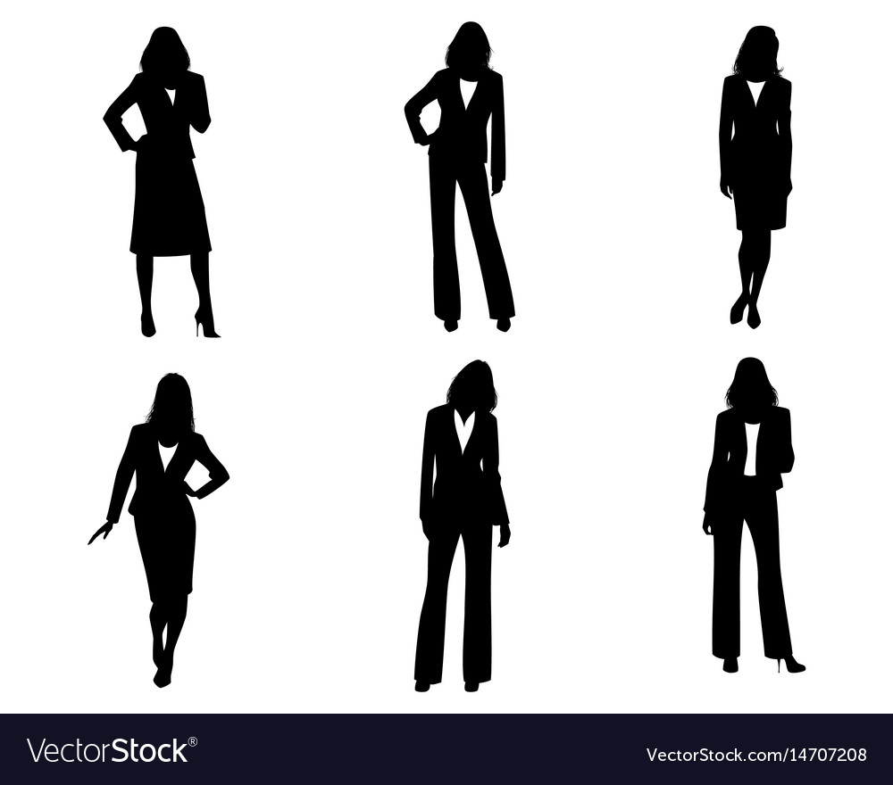 Six businesswomen silhouette Royalty Free Vector Image