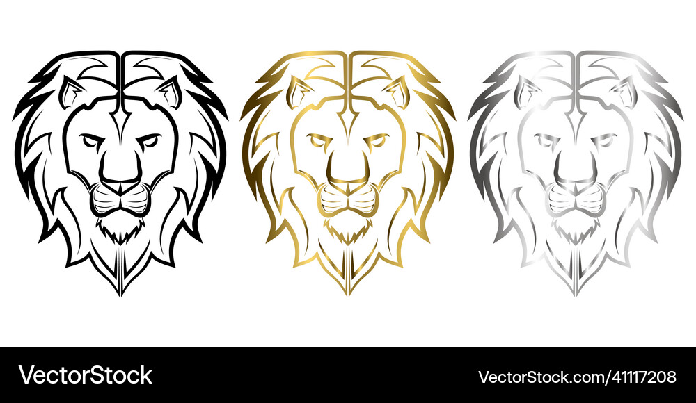 Three color black gold and silver line art Vector Image