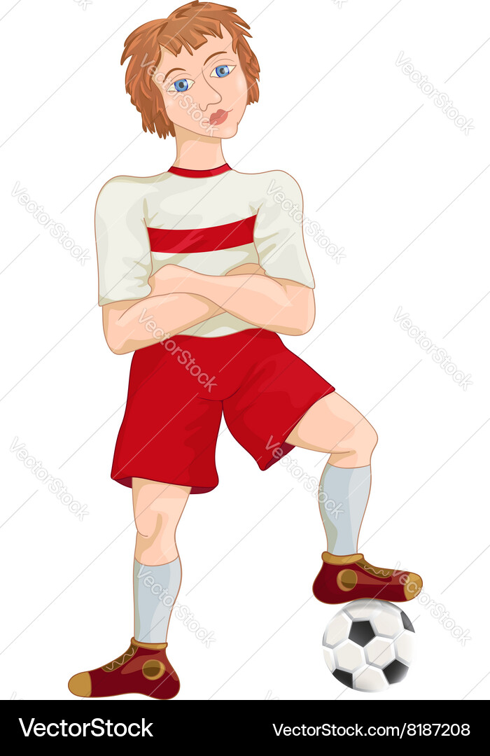 Young soccer player cartoon character Royalty Free Vector