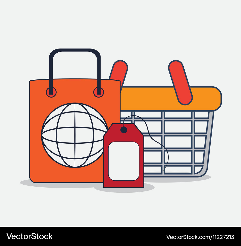 Basket and digital marketing design Royalty Free Vector