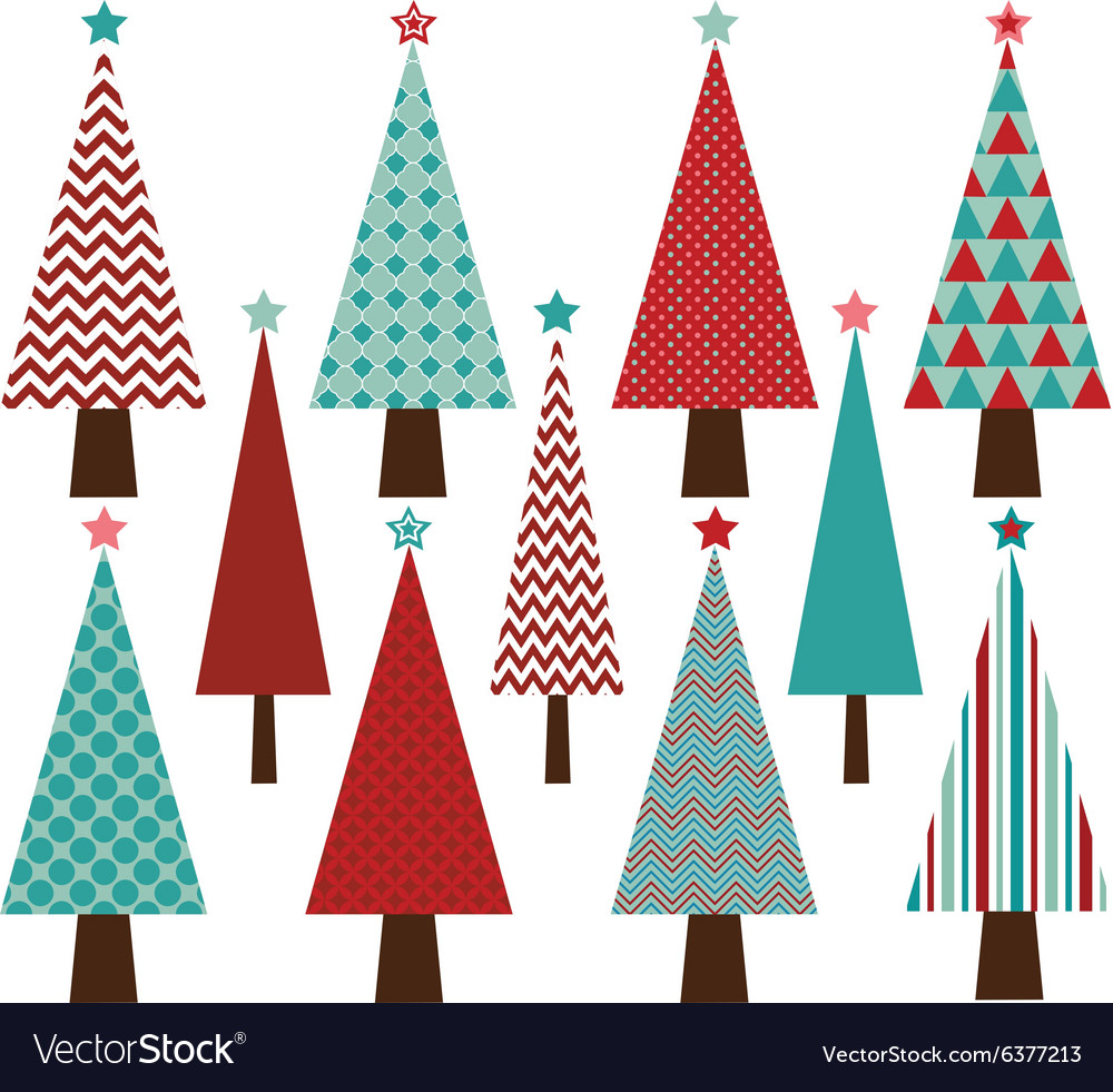 Christmas tree collection Royalty Free Vector Image