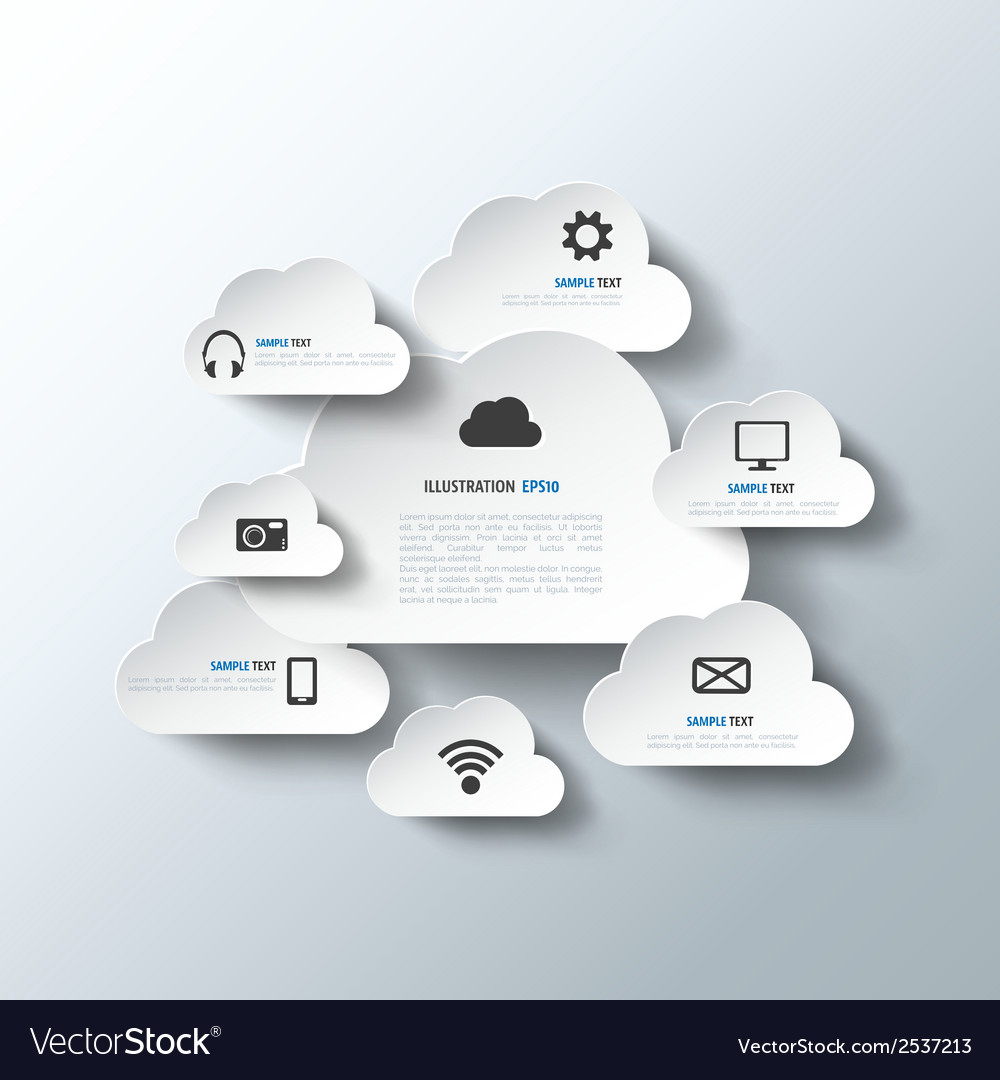 Cloud computing background with web icons social Vector Image