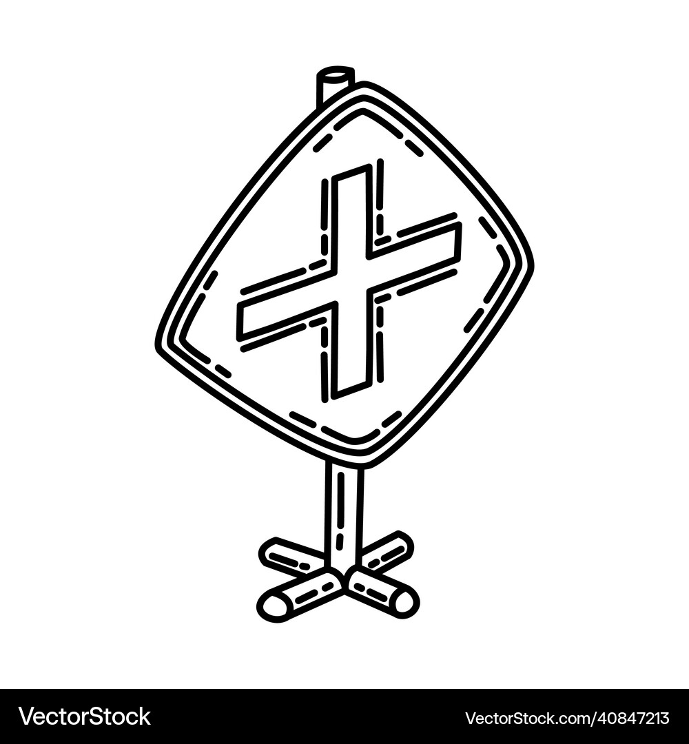 Cross road icon doodle hand drawn or outline Vector Image