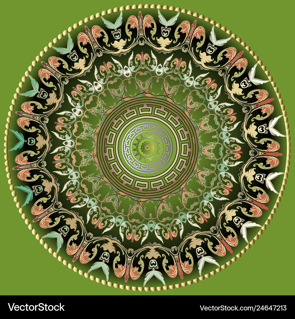 Greek colorful round mandala pattern ornamental Vector Image