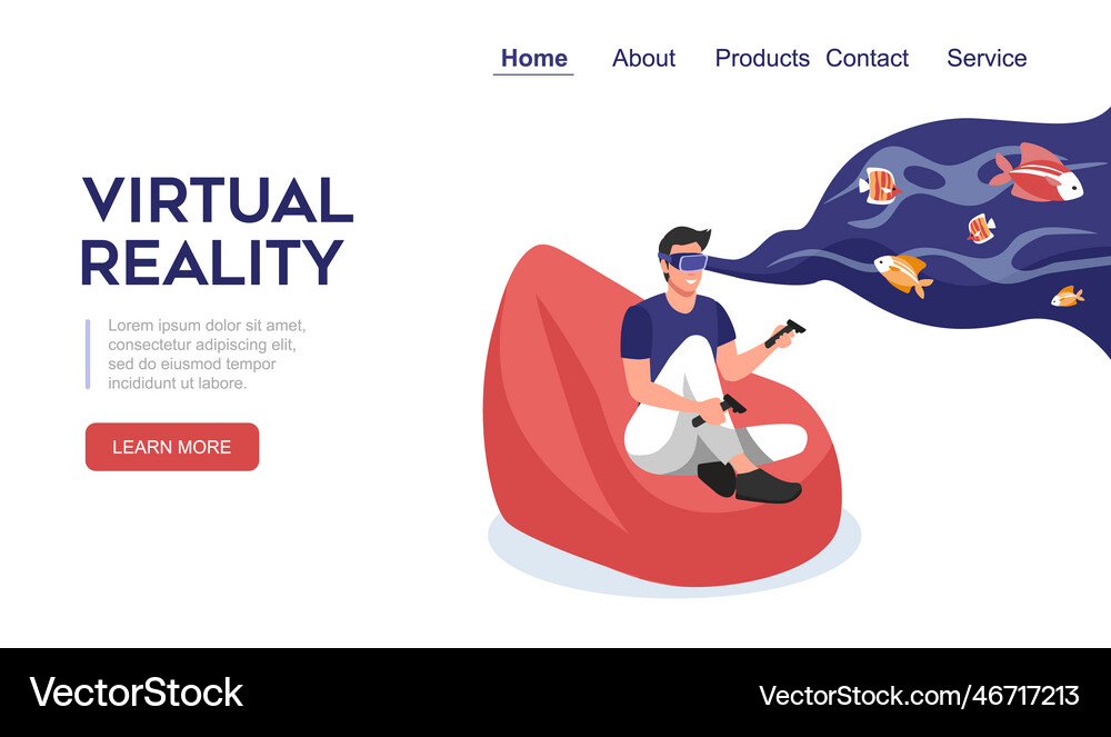 Landing page design template with cartoon Vector Image