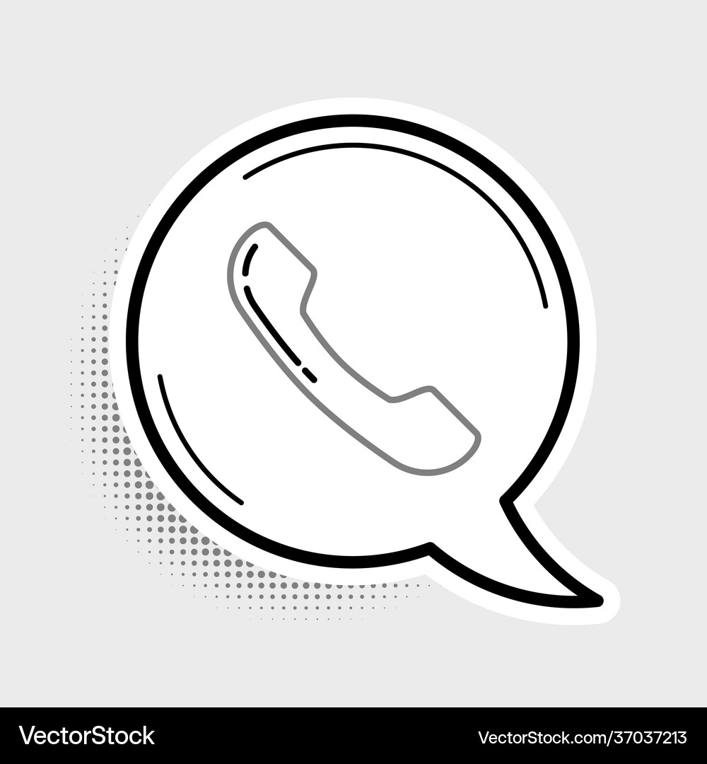 Line telephone handset icon isolated on grey Vector Image