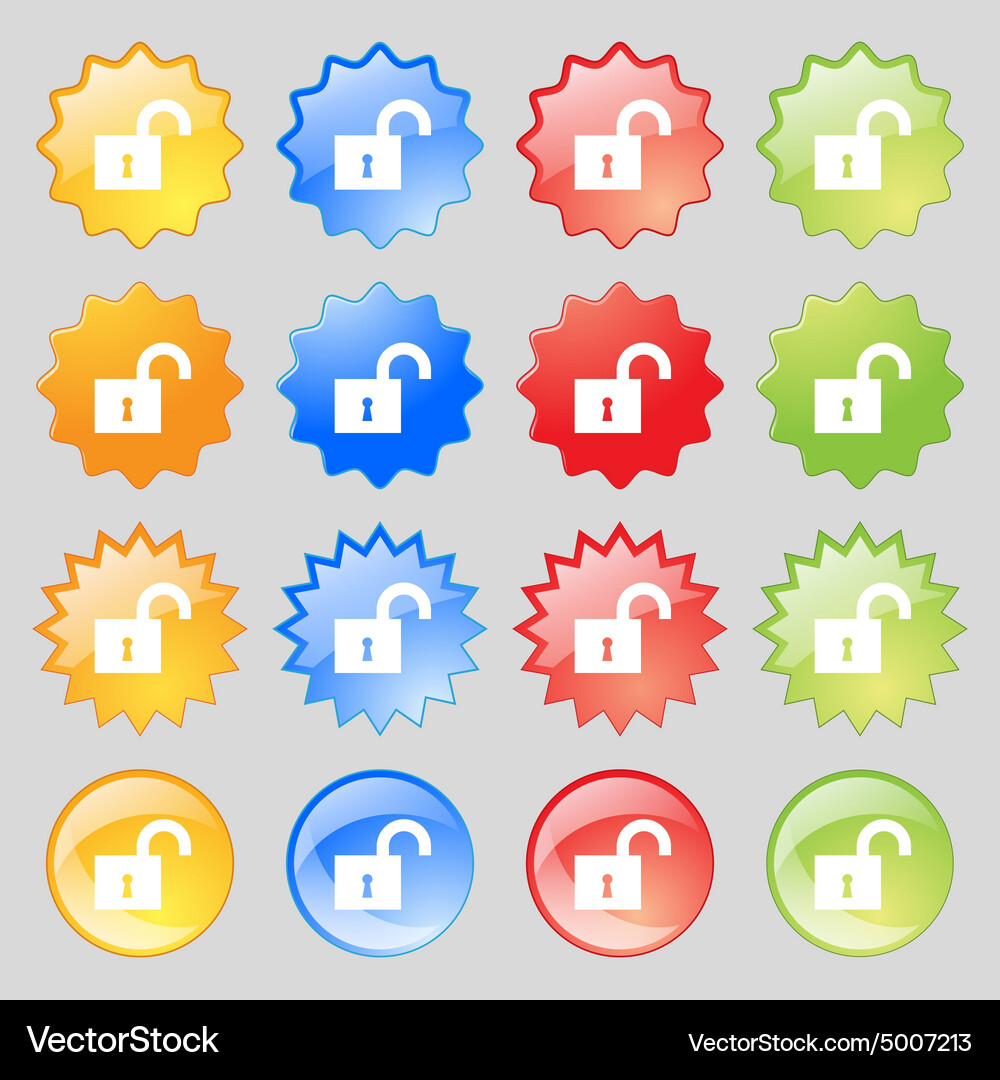 Open lock icon sign set from fourteen Royalty Free Vector