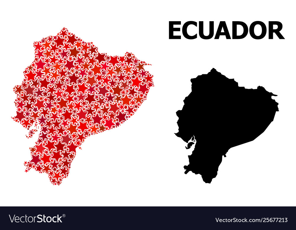 Red starred pattern map ecuador Royalty Free Vector Image