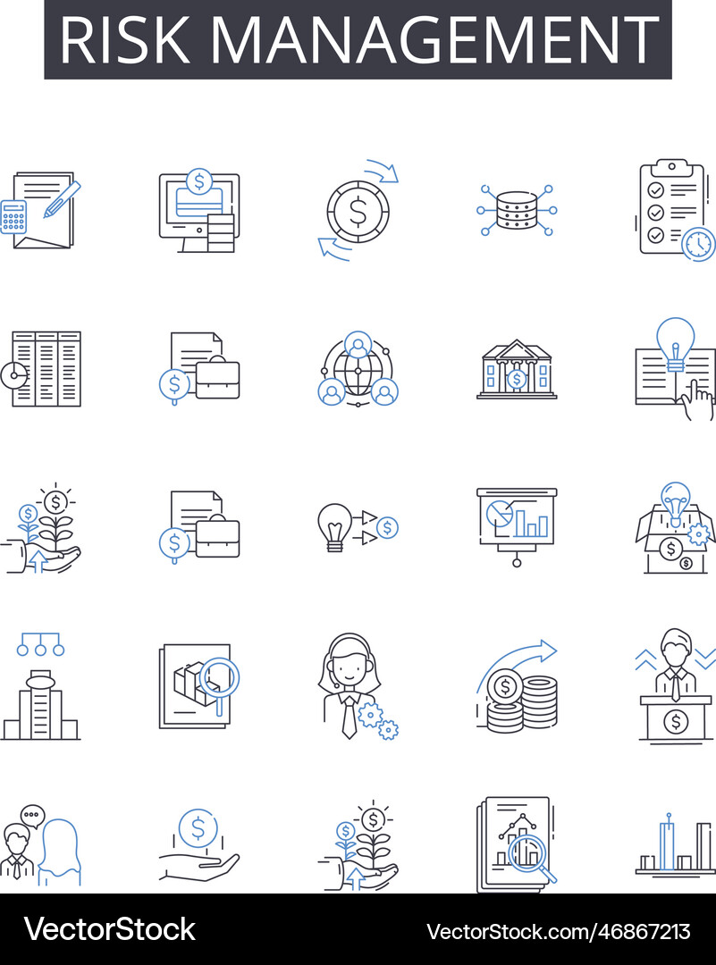 Risk management line icons collection time Vector Image