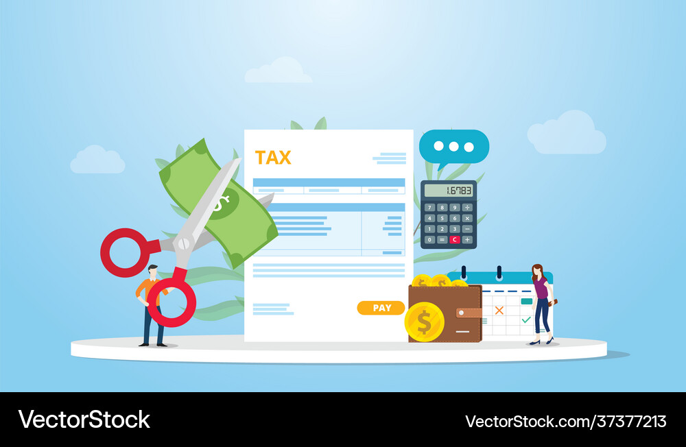 Tax deduction or reduction concept with people Vector Image