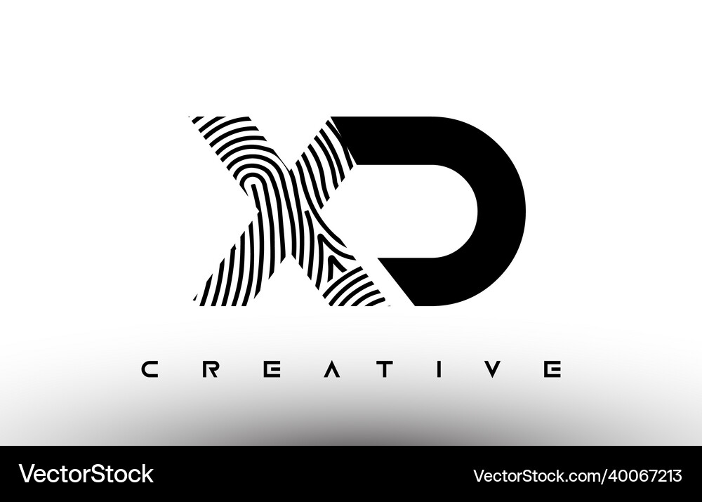 Xd fingerprint zebra letter logo design Royalty Free Vector